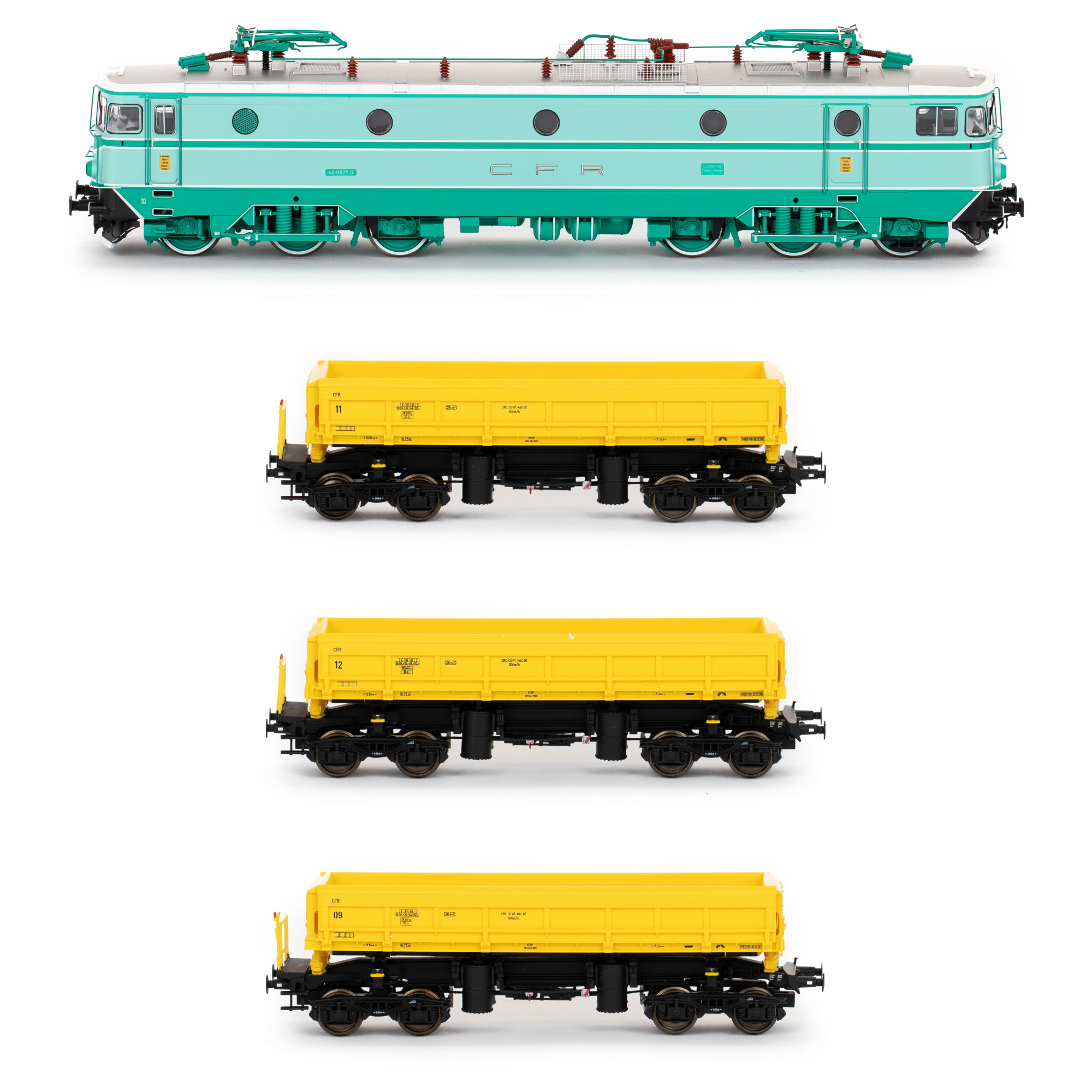 CFR Infrastructura - 060-EA electric locomotive & tipper freight cars ...