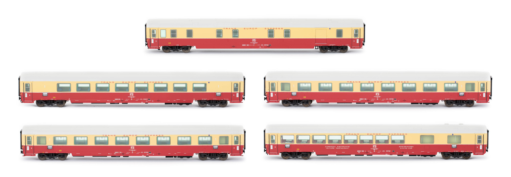 FS - TEE (Trans Europ Express) 84/85 "Mediolanum" passenger coaches set ...